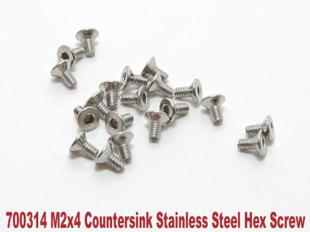 PN Racing - M2x4 Countersink Stainless Steel Hex Machine Screw (20pcs)